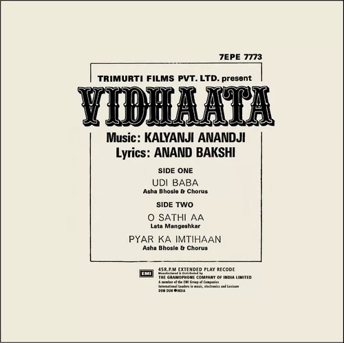 Vidhaata - 7EPE 7773 - Cover Reprinted - EP Record - New Gramophone House